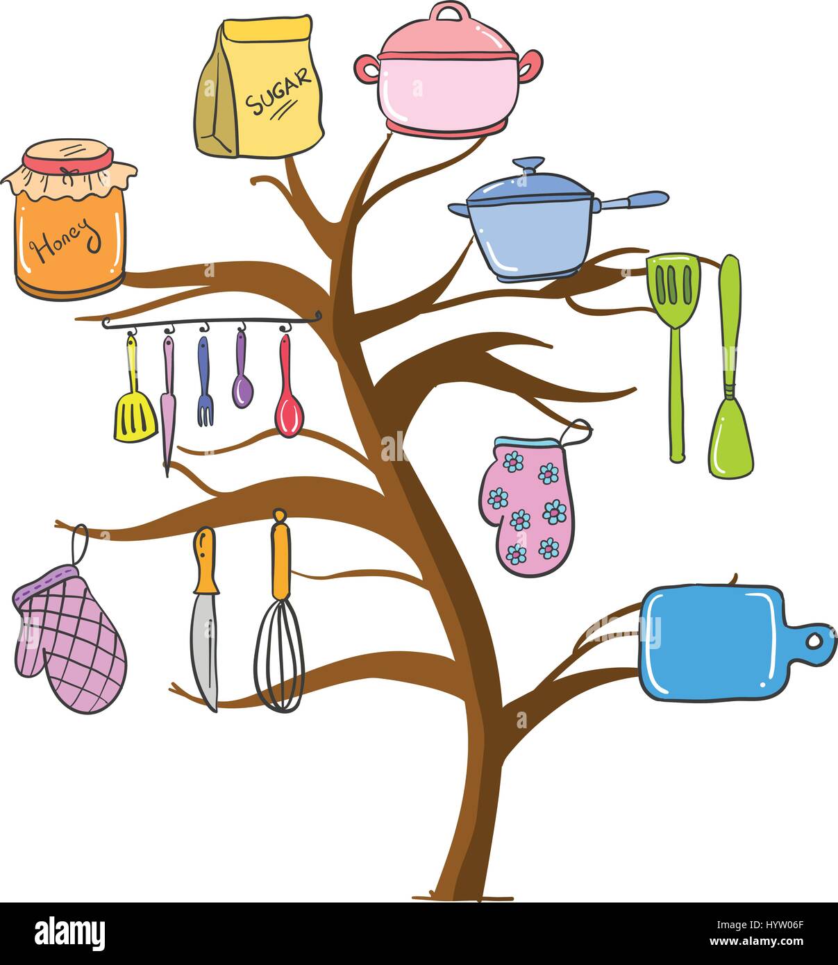 Kitchen set tree style Stock Vector Images - Alamy