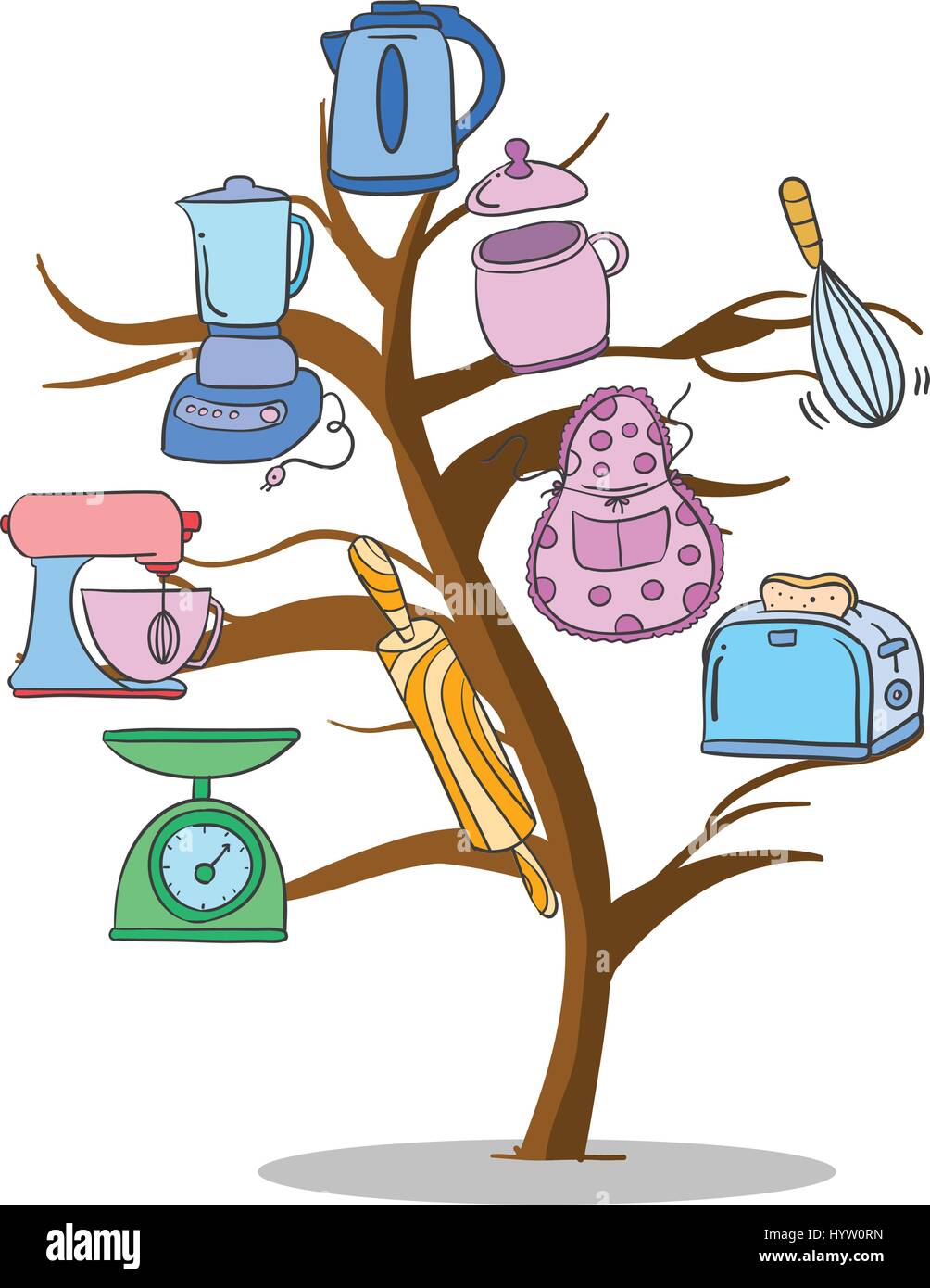 Kitchen set tree style design Stock Vector Image & Art - Alamy