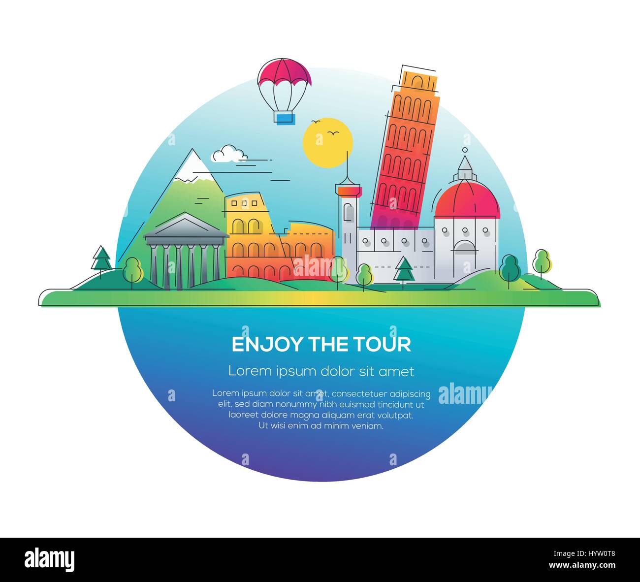 Enjoy the tour - vector line travel illustration Stock Vector Image ...