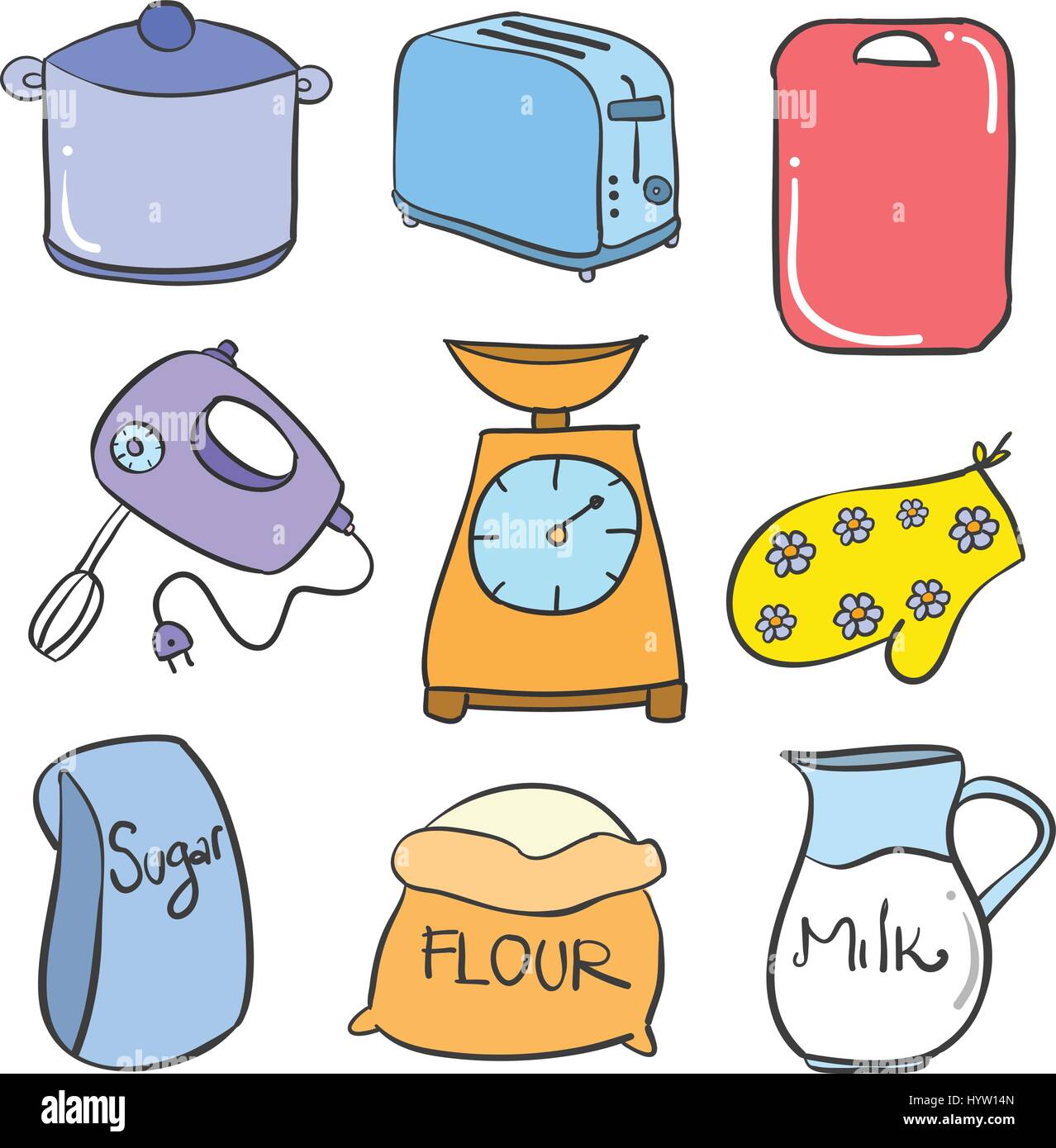 Collection stock kitchen accessories set Stock Vector Image & Art - Alamy