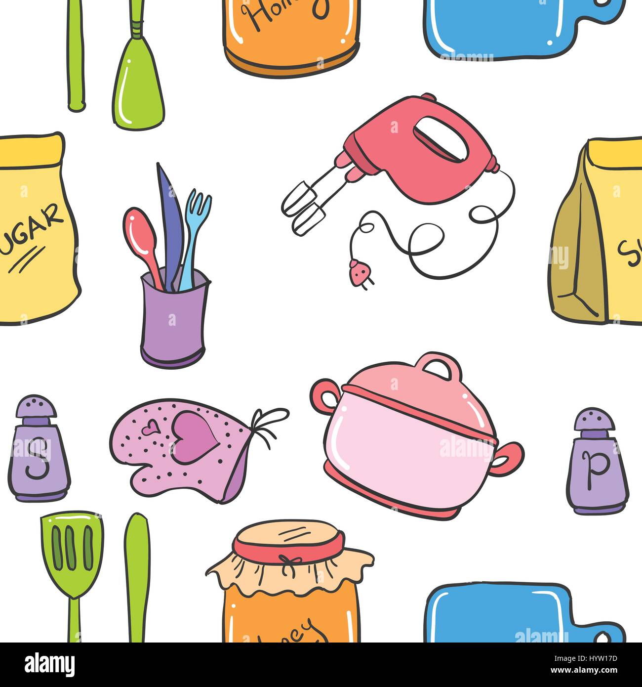 Illustration vector kitchen set doodles Stock Vector Image & Art - Alamy