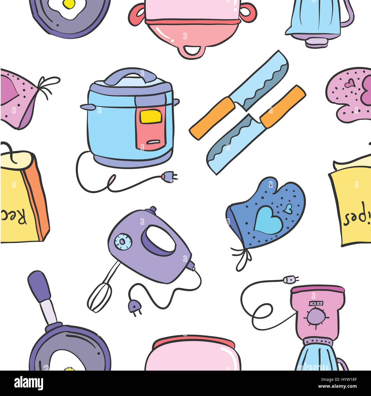 Collection of kitchen element doodles Stock Vector Image & Art - Alamy