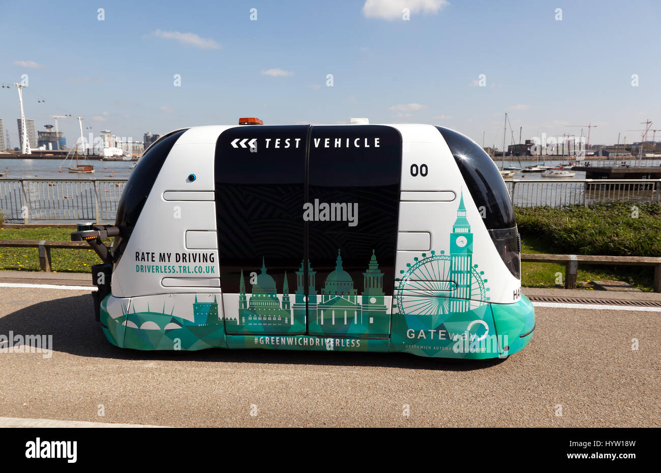 A Driverless shuttle in North Greenwich being trialled by the GATEway ...
