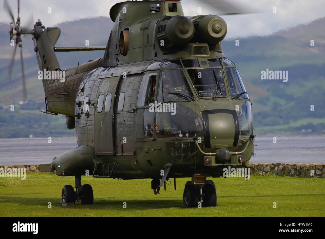 RAF Puma helicopter at Beaumaris Anglesey Stock Photo - Alamy