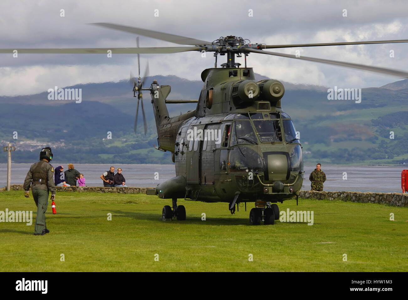RAF Puma helicopter at Beaumaris Anglesey Stock Photo - Alamy