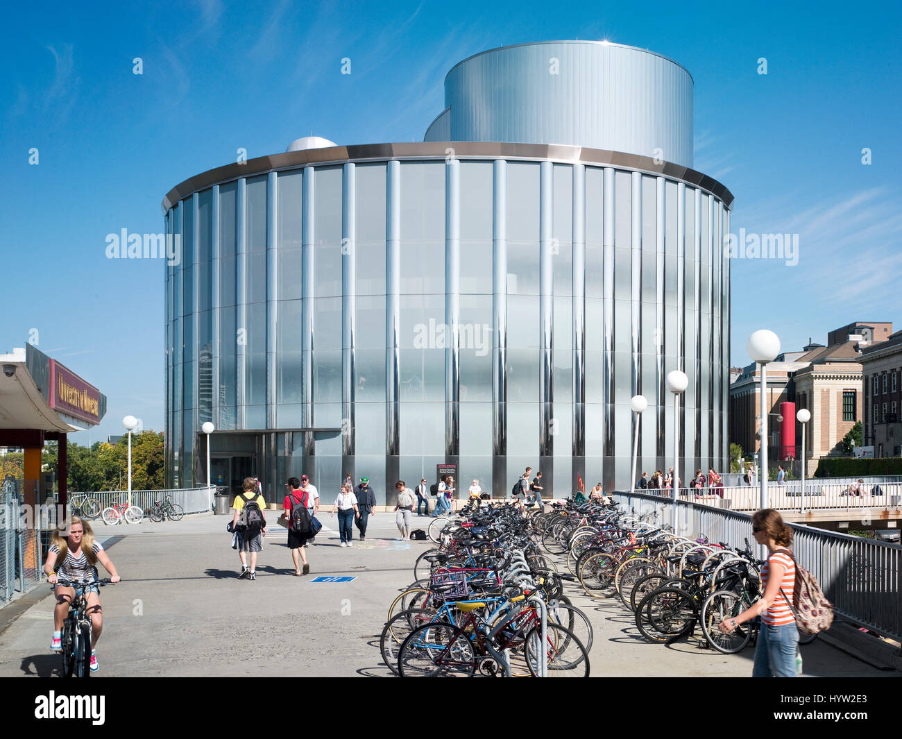 Exterior view from the pedestrian level of the Washington Avenue Bridge ...