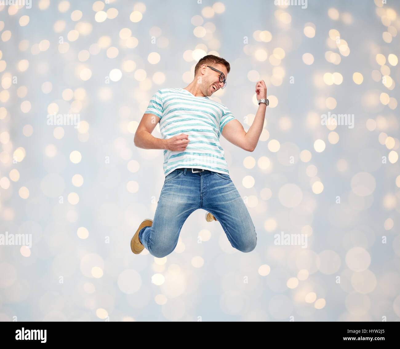 Happy man jumping hi-res stock photography and images - Alamy