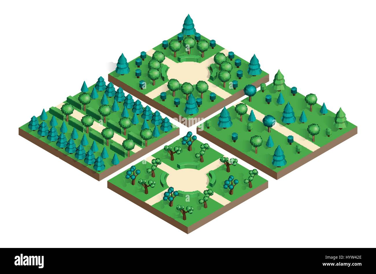 Isometric view projection summer landscape Stock Vector Image & Art - Alamy