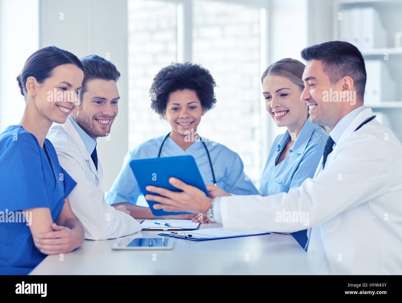 group of happy doctors meeting at hospital office Stock Photo - Alamy