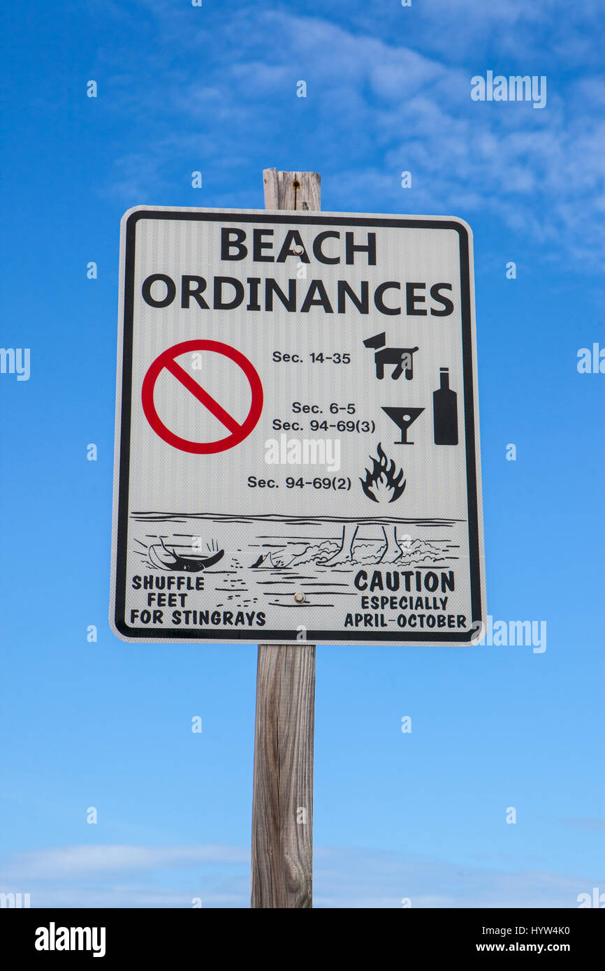 Beach Ordinance signs Florida USA Stock Photo - Alamy