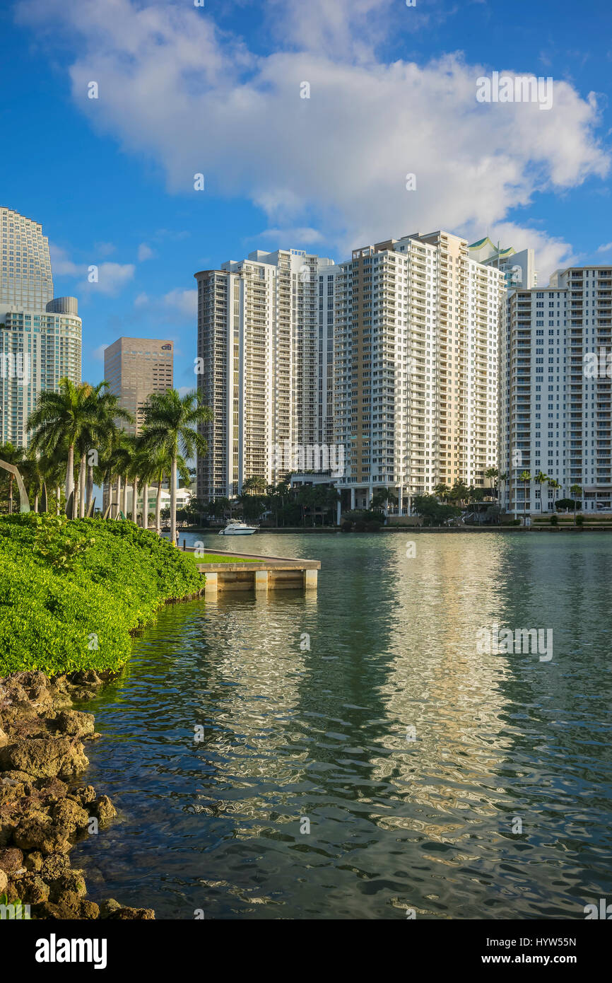 Brickell Park and Brickell Key. Downtown Miami. Florida. USA Stock ...