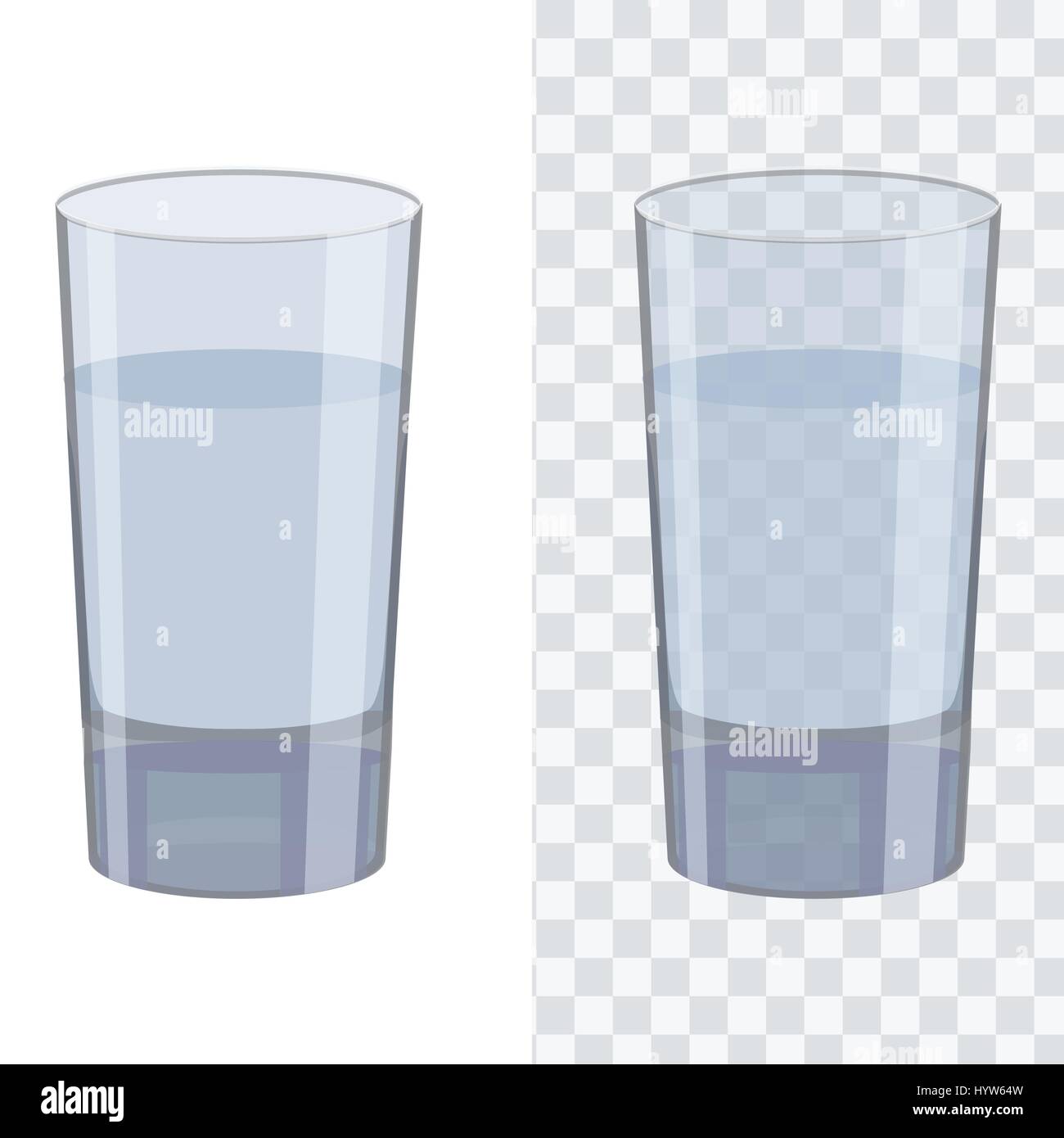 Transparent vector glass with full water. Flat solid color design ...