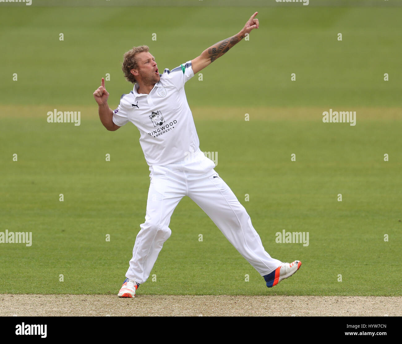 Hampshire's Gareth Berg celebrates the wicket of Yorkshire's Jack ...