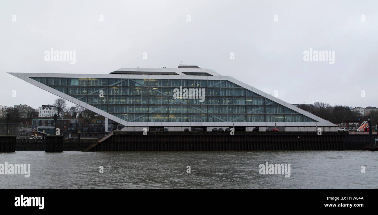 The Dockland building by the River Elbe in Hamburg, Germany. The ship ...