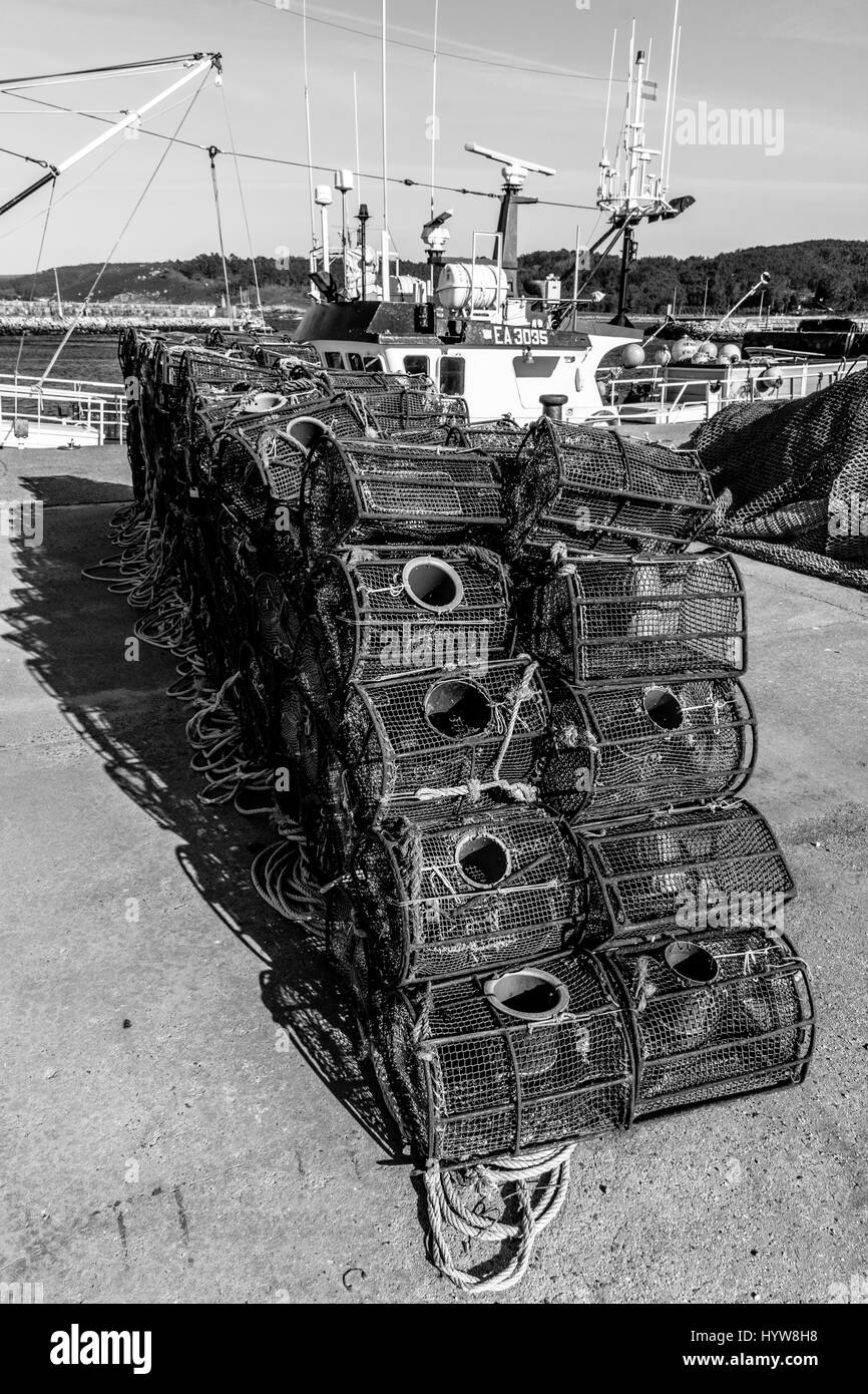 Commercial fishing traps Black and White Stock Photos & Images - Alamy