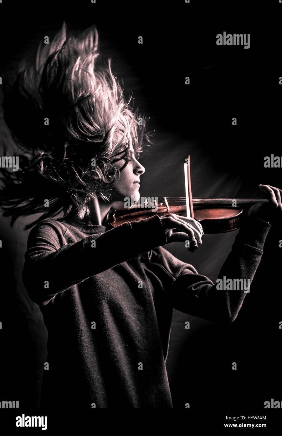 Young Lady Playing Violin Stock Photo - Alamy