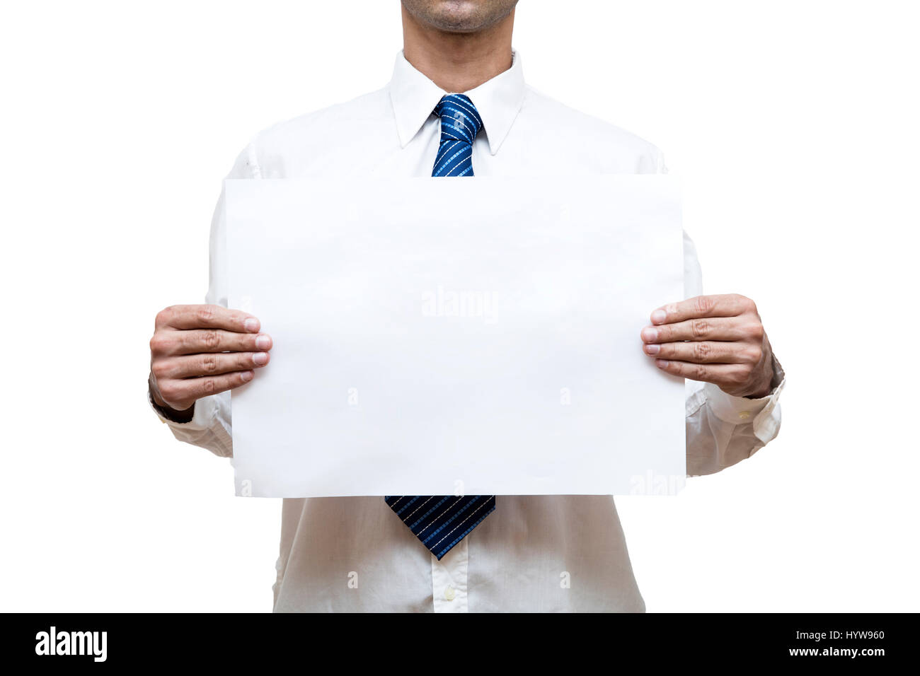 Young businessman holding blank paper Stock Photo - Alamy