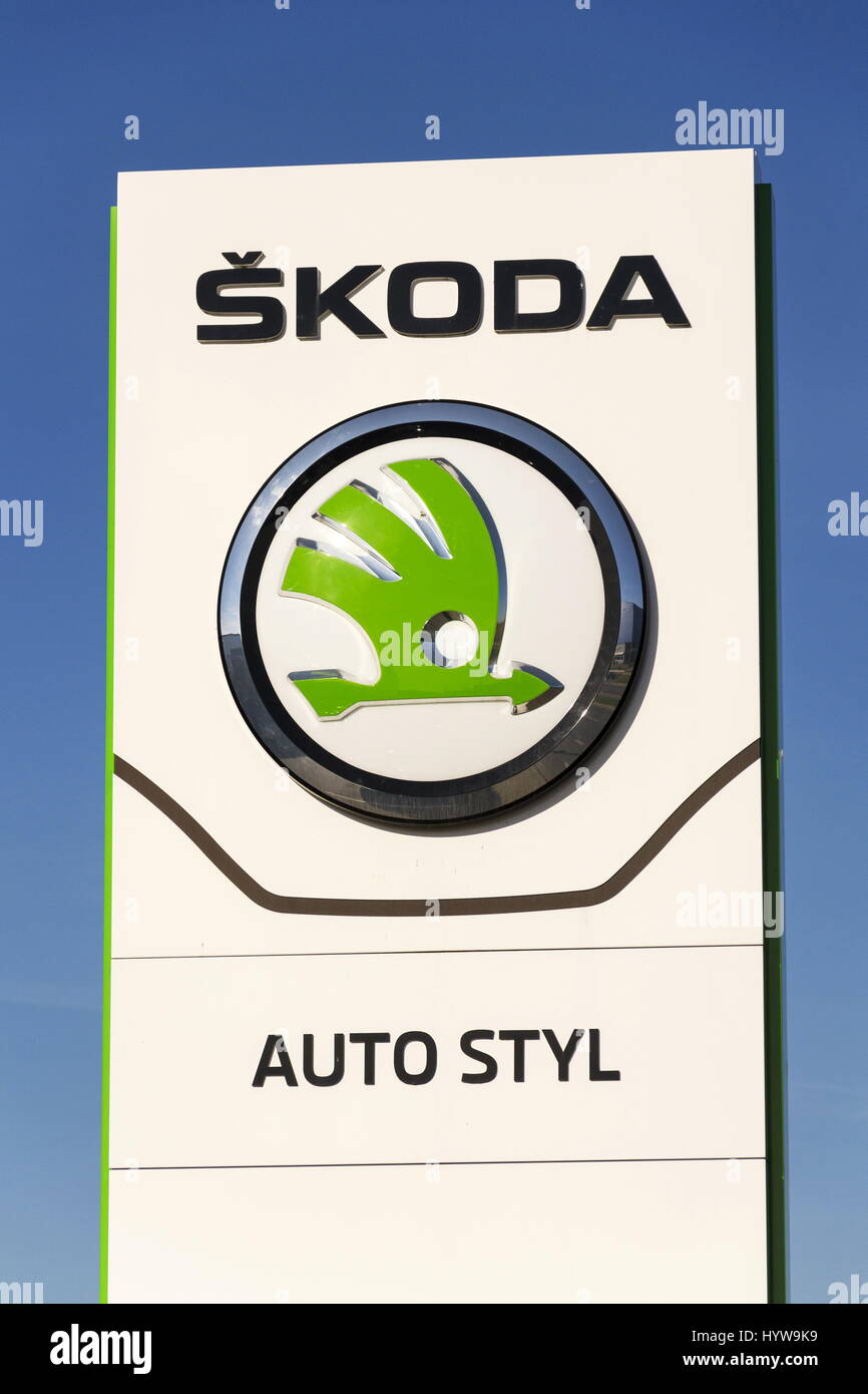 PRAGUE, CZECH REPUBLIC - MARCH 31: Skoda Auto automobile manufacturer ...