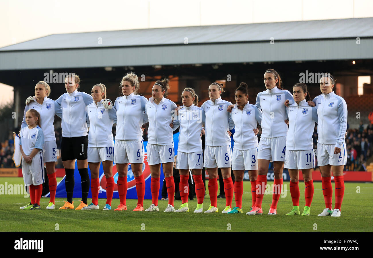 England Women line-up before kick-off in the International Friendly ...