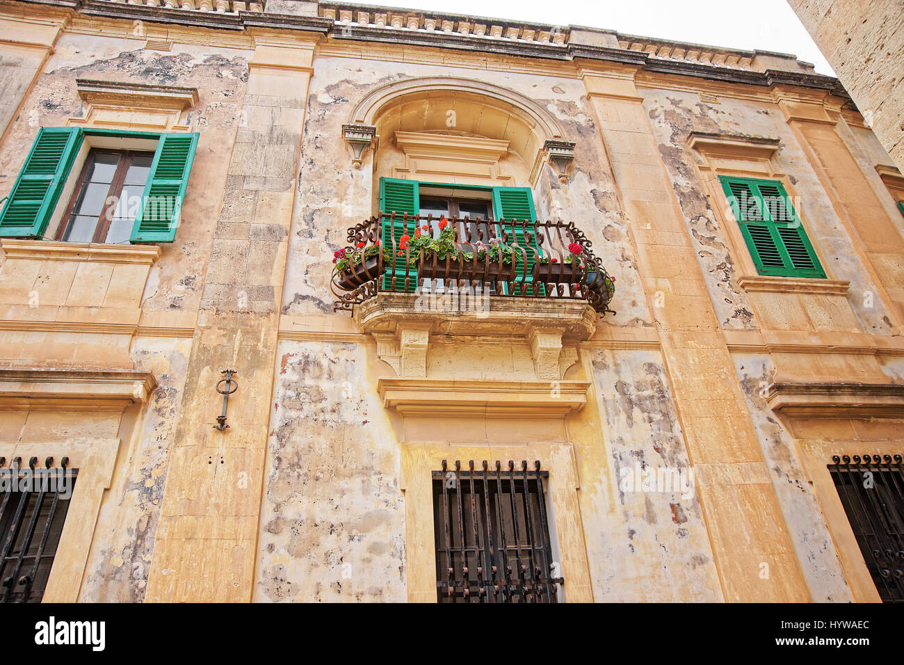Balcony with flowers at Mdina old town, Malta Stock Photo - Alamy