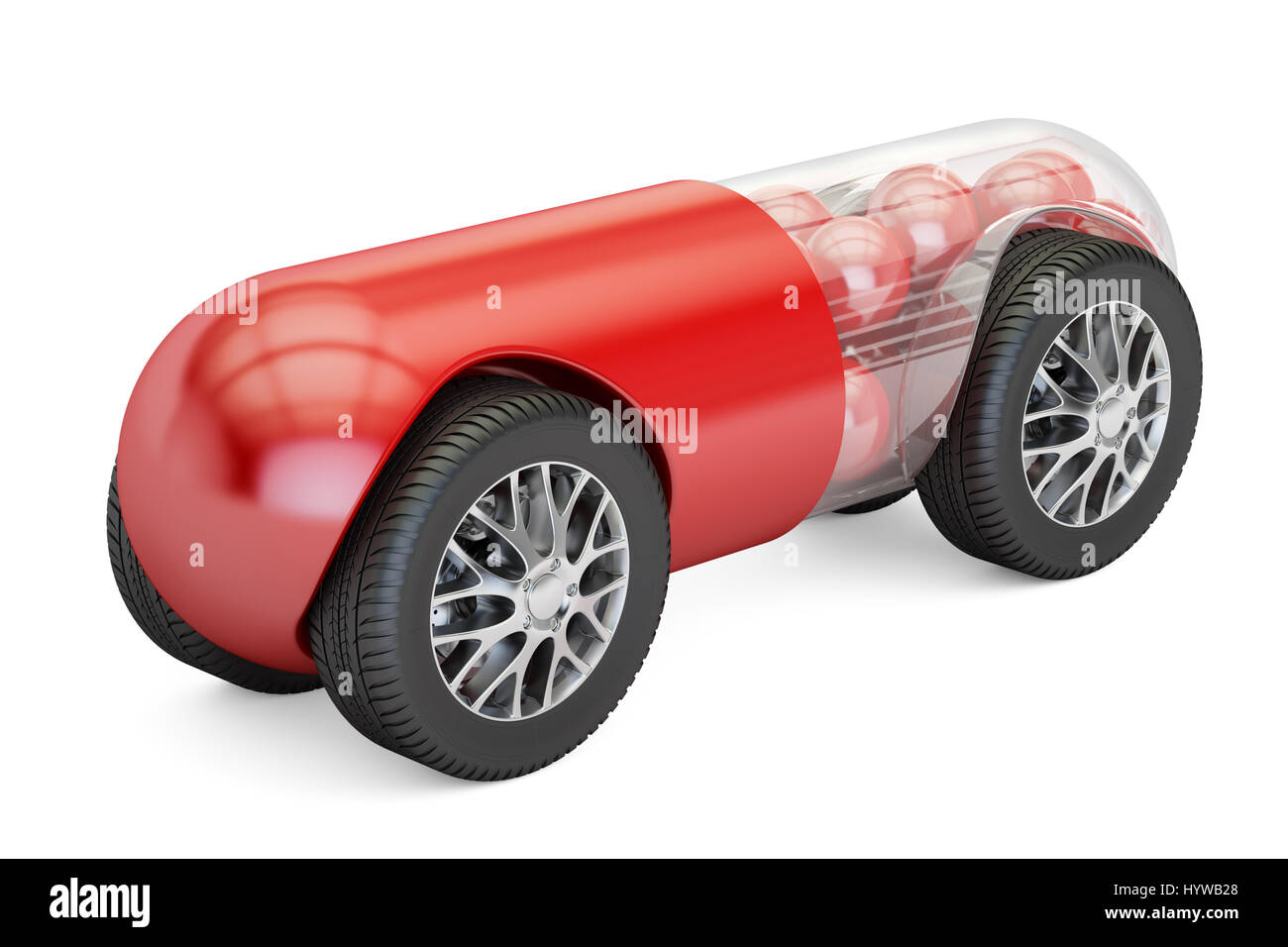 Capsule Pill on Wheels, 3D rendering isolated on white background Stock ...