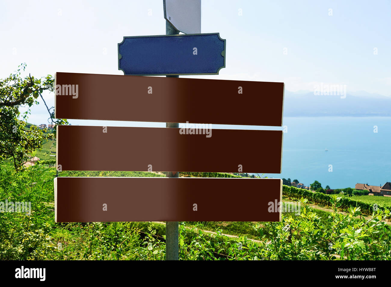 Direction plates without names at Vineyard Terraces hiking trail of ...