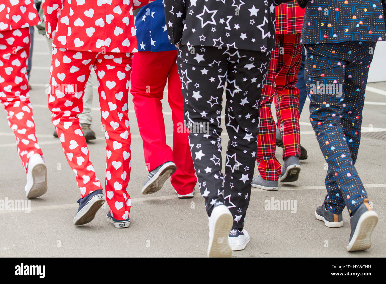 Mens spotted patterned suits at Randox Health Grand National, Liverpool ...