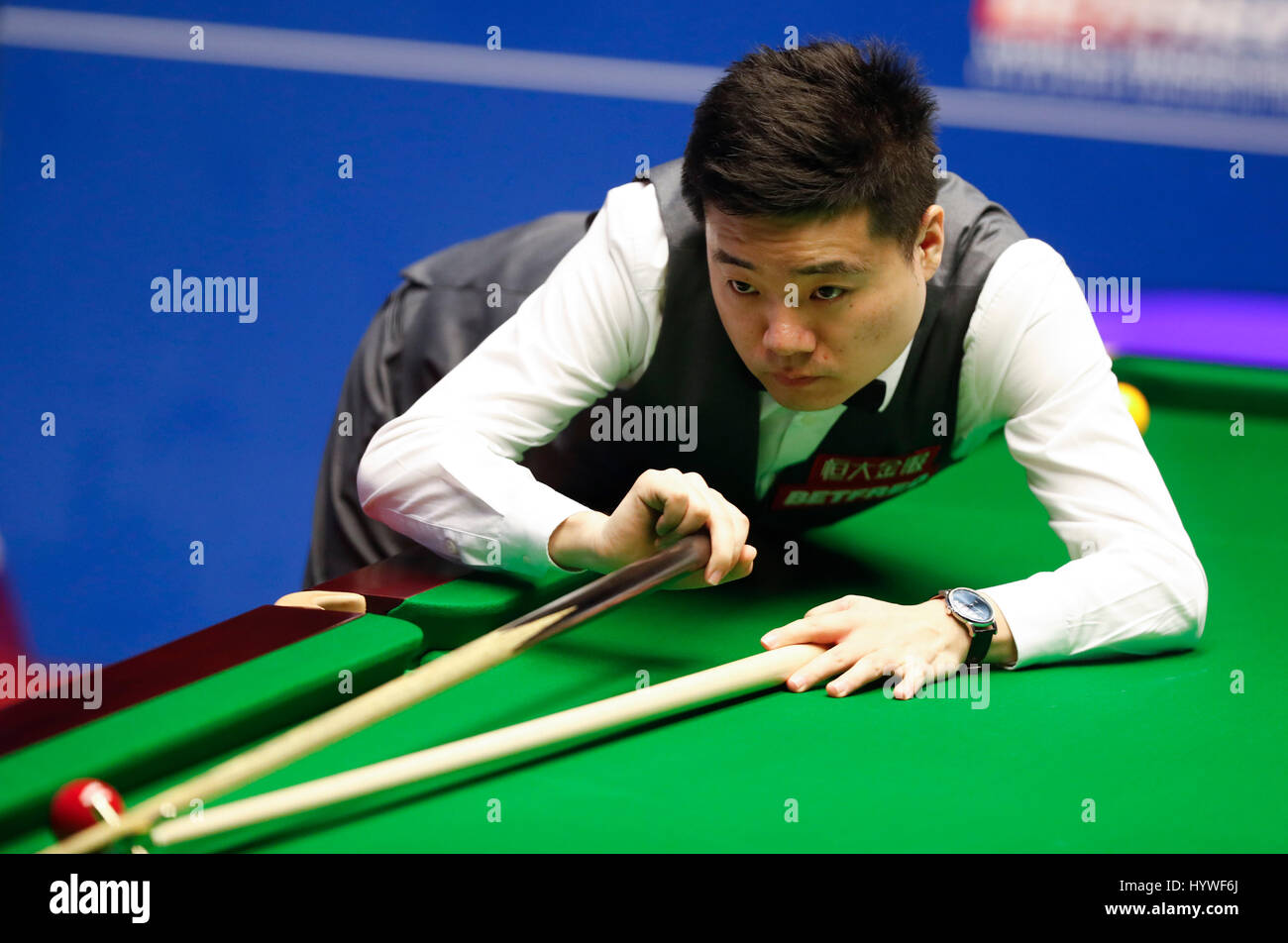 Sheffield, Britain. 26th Apr, 2017. Ding Junhui of China competes ...