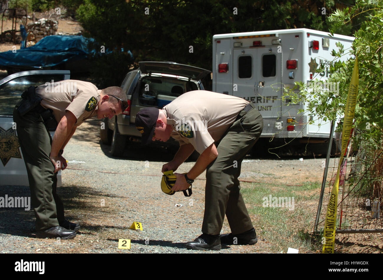 July 24, 2008 - El Dorado County sheriff's investigators mark evidence ...