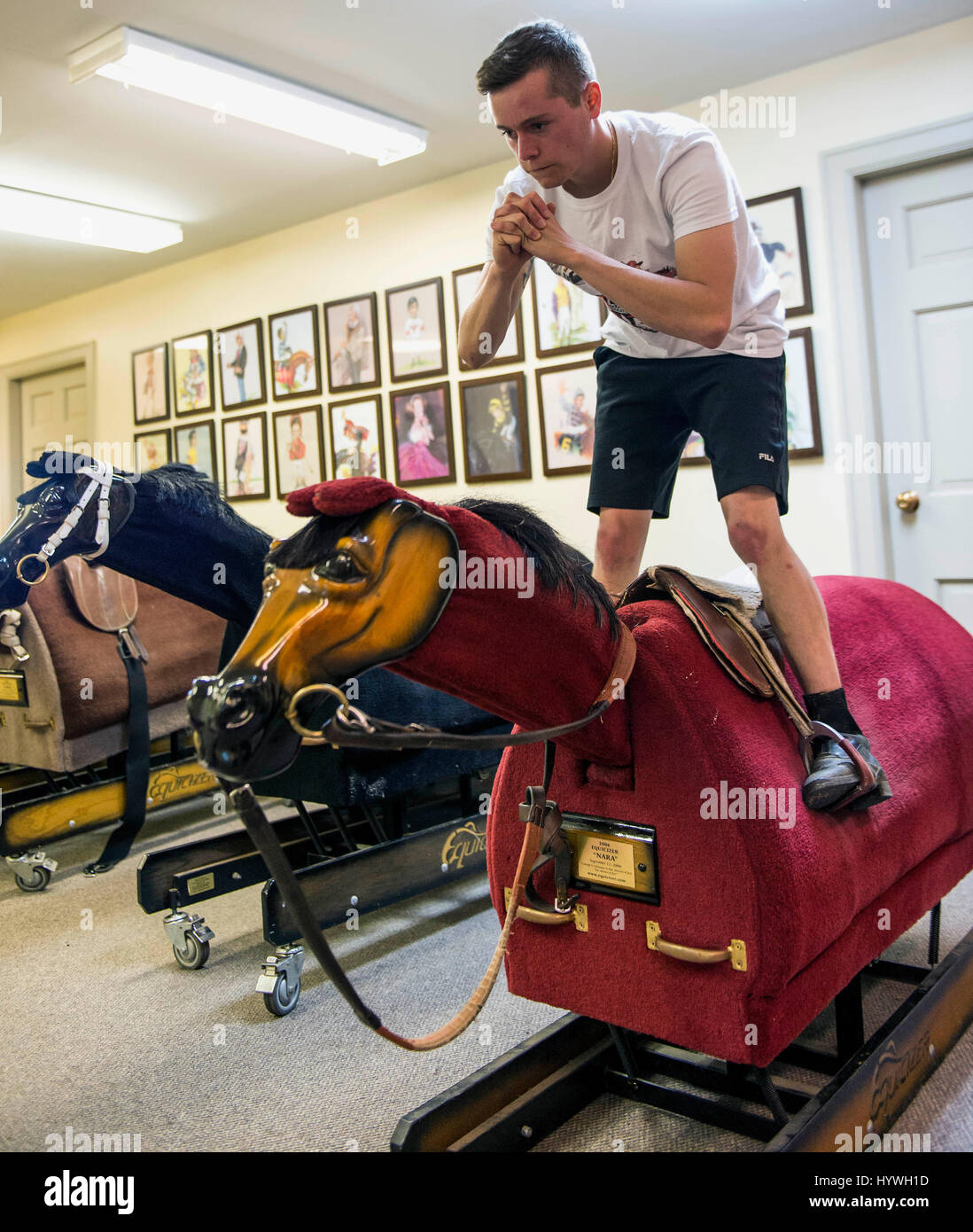 Lexington, Kentucky, USA. 24th Apr, 2017. Jockey apprentice AUSTIN ...