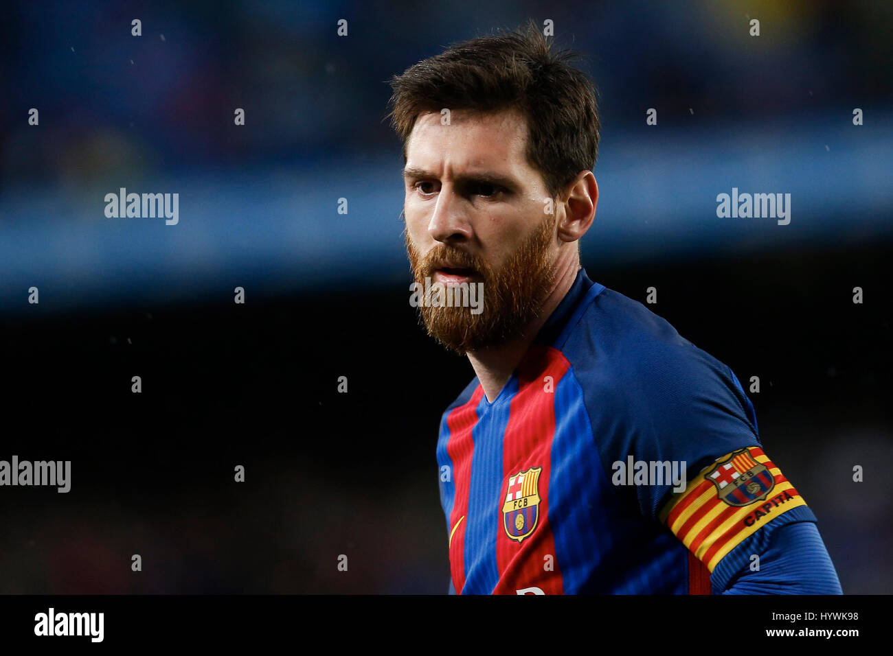 Barcelona, Spain. 26th Apr, 2017. Barcelona's Lionel Messi reacts ...