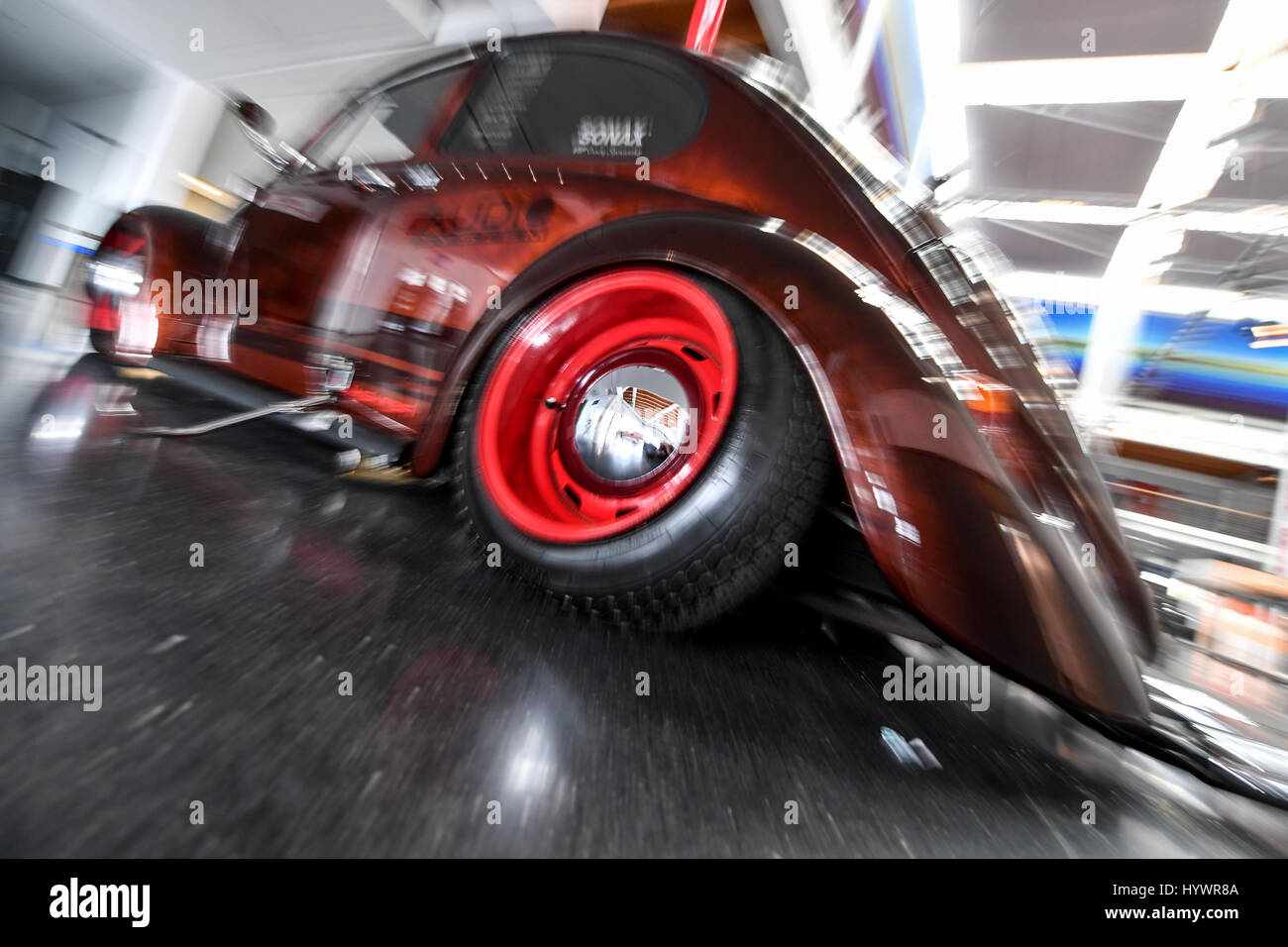 A tuned Beetle from the manufacturer Volkswagen a day before the start ...
