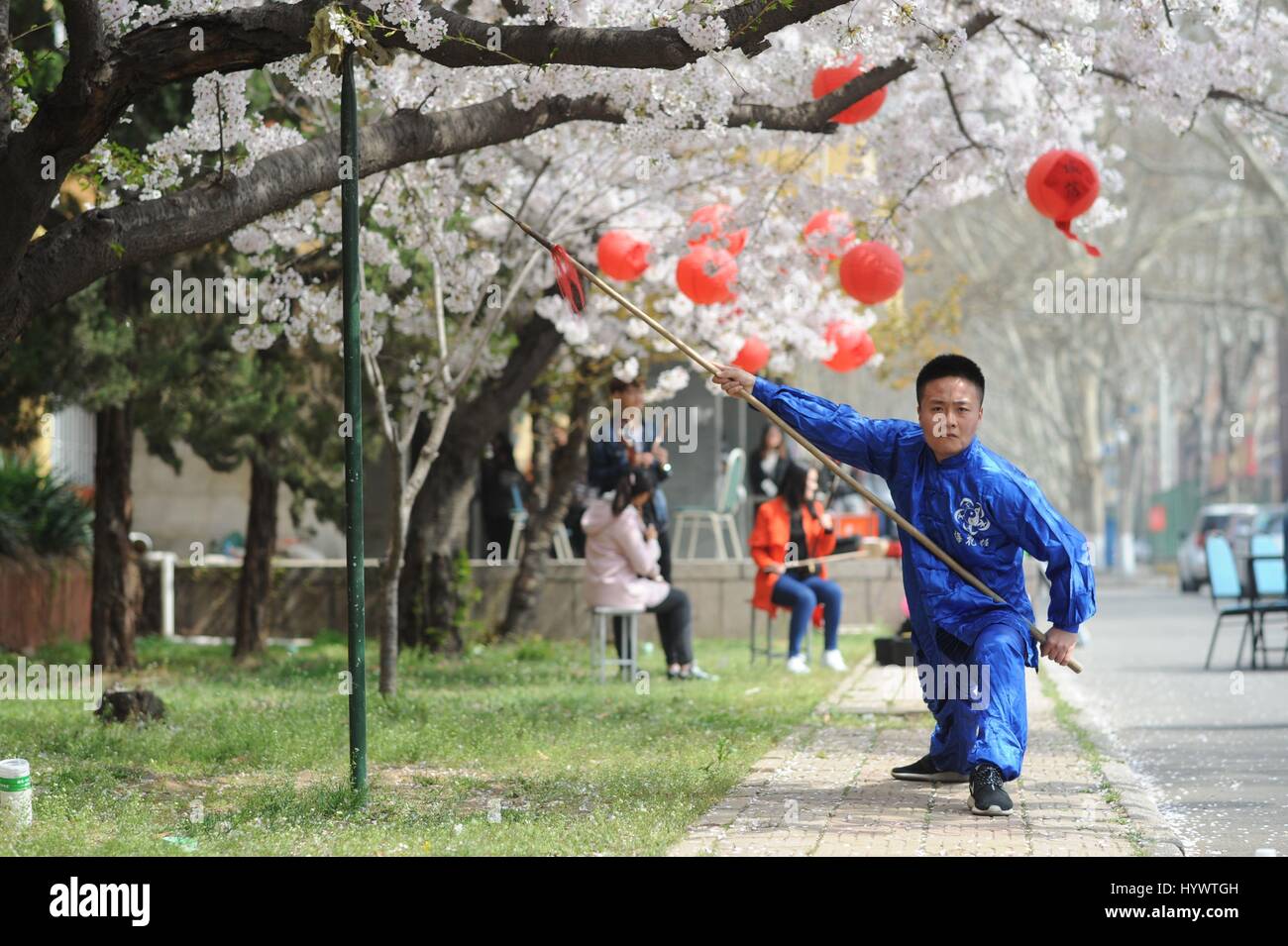 Qingdao, China. 6th Apr, 2017. Students wearing ancient Chinese clothes ...