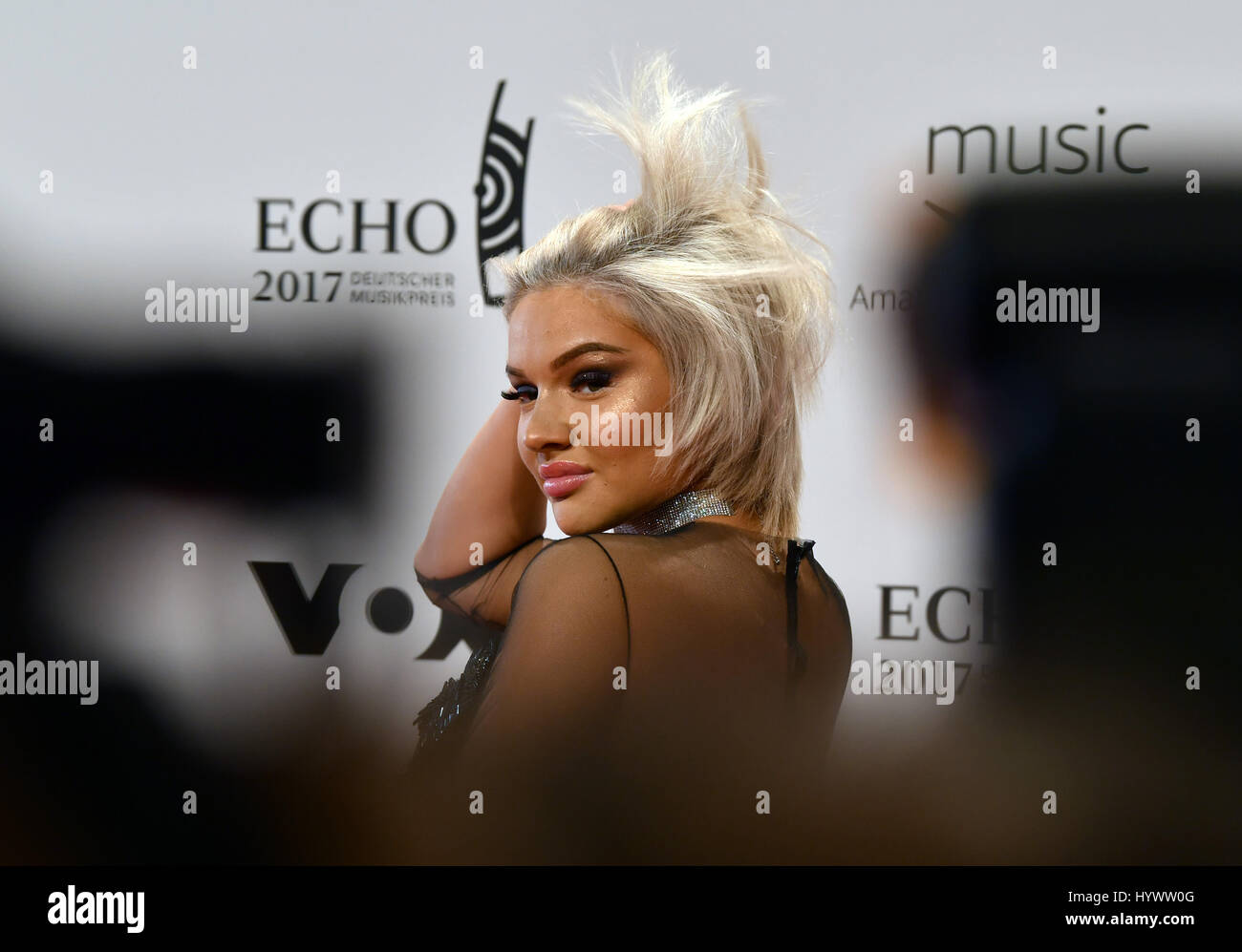 Berlin, Germany. 06th Apr, 2017. Singer Shirin David arrives for the ...