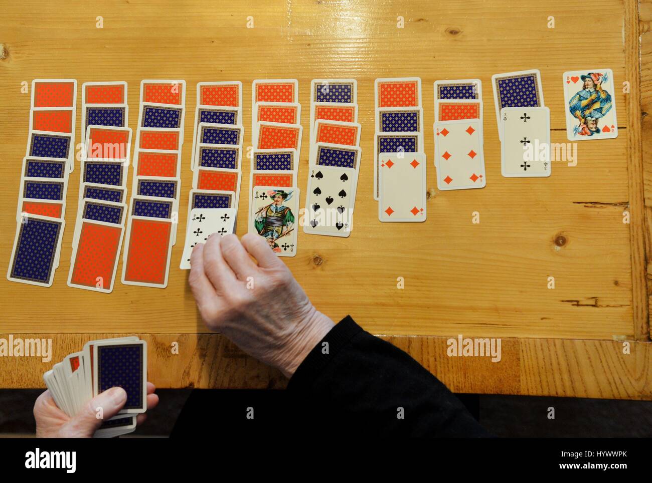 Patience playing cards, Germany, city of Osterode, 06.April 2017. Photo ...