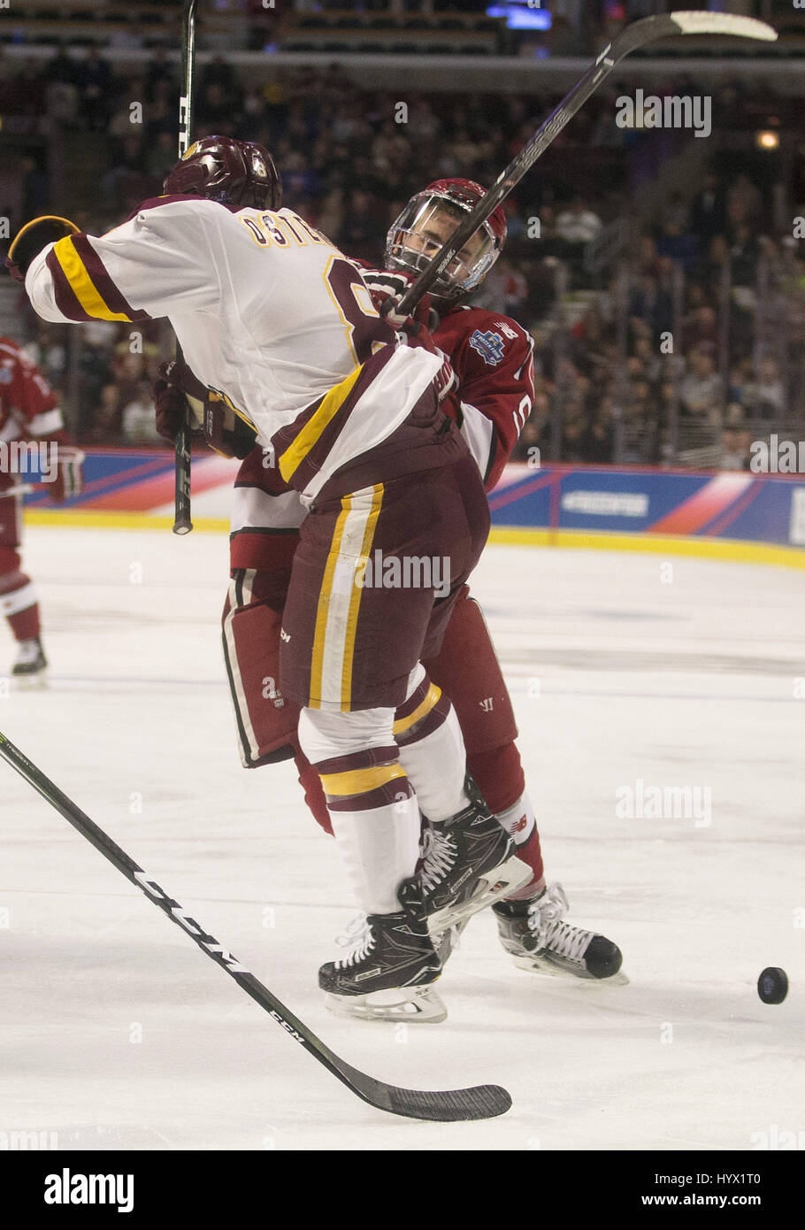 Chicago, Illinois, USA. 06th Apr, 2017. Harvard forward Luke Esposito ...