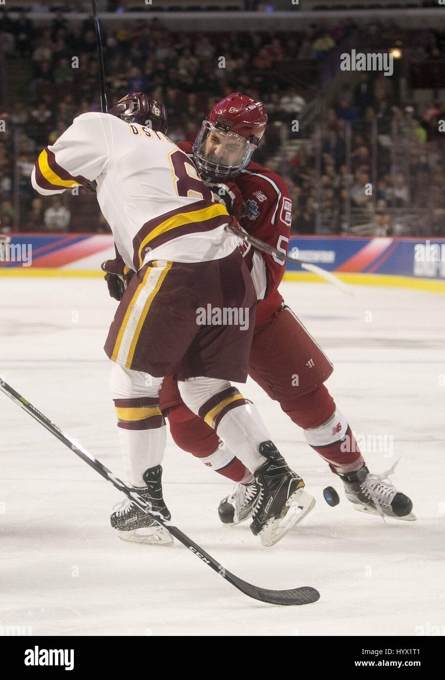 Chicago, Illinois, USA. 06th Apr, 2017. Harvard forward Luke Esposito ...