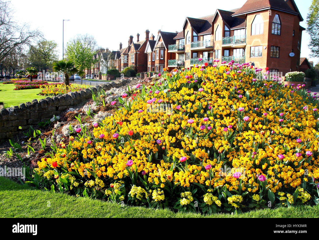 Bedford, UK. 07th Apr, 2017. Bedford's Embankment by the River Ouse is ...