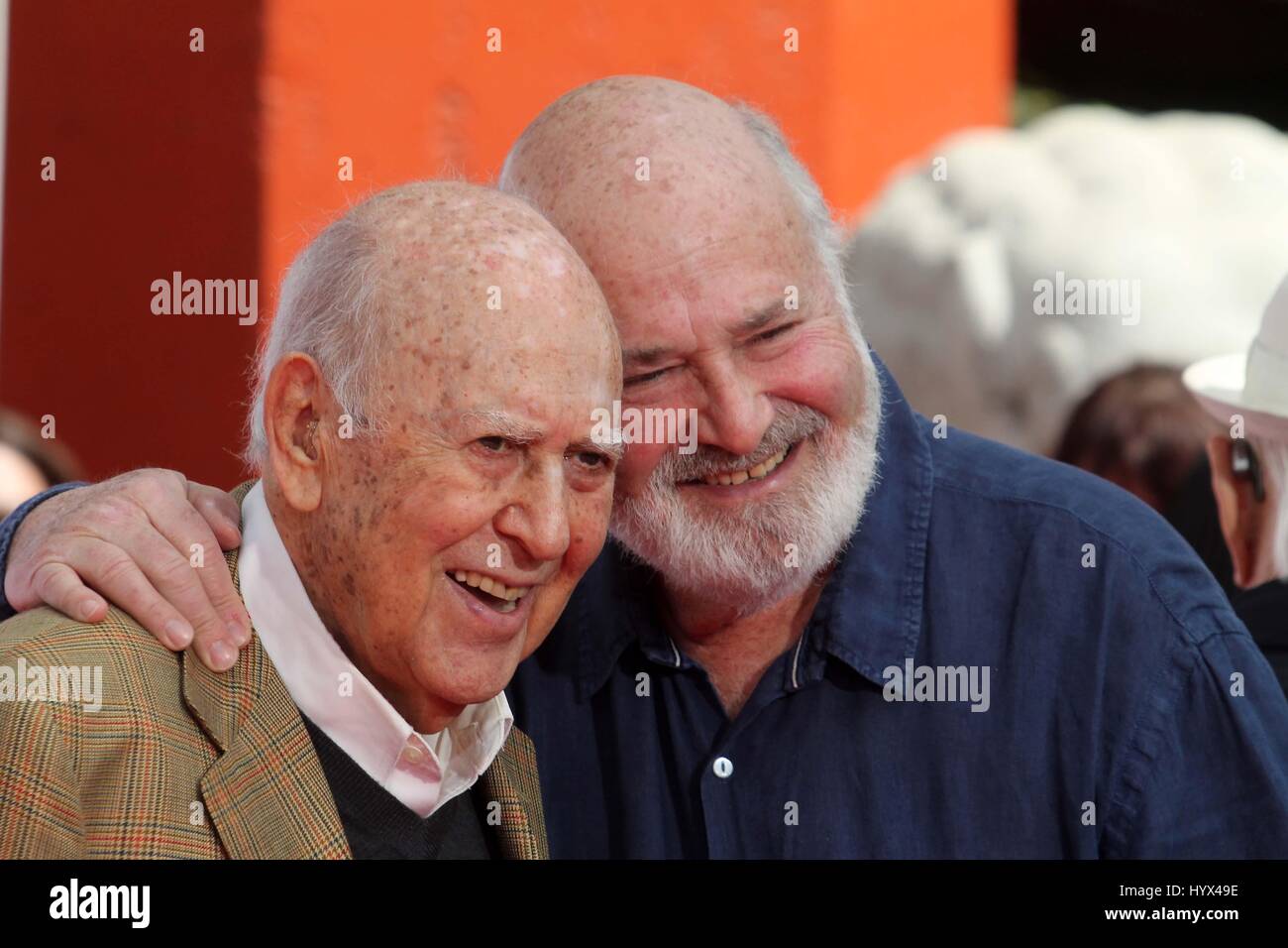 Hollywood, Ca. 7th Apr, 2017. Carl Reiner, Rob Reiner pictured at the ...