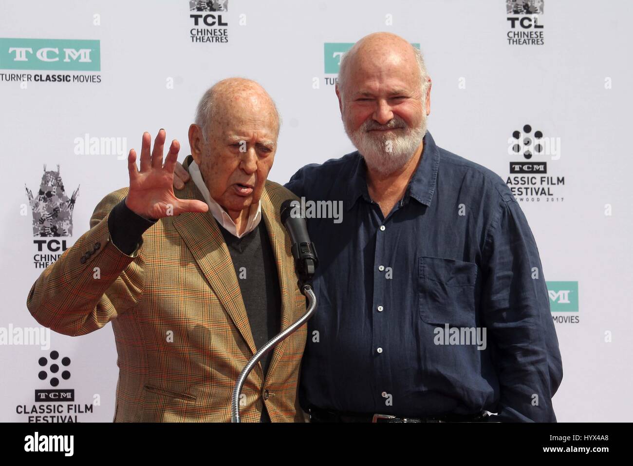 Hollywood, Ca. 7th Apr, 2017. Carl Reiner, Rob Reiner pictured at the ...