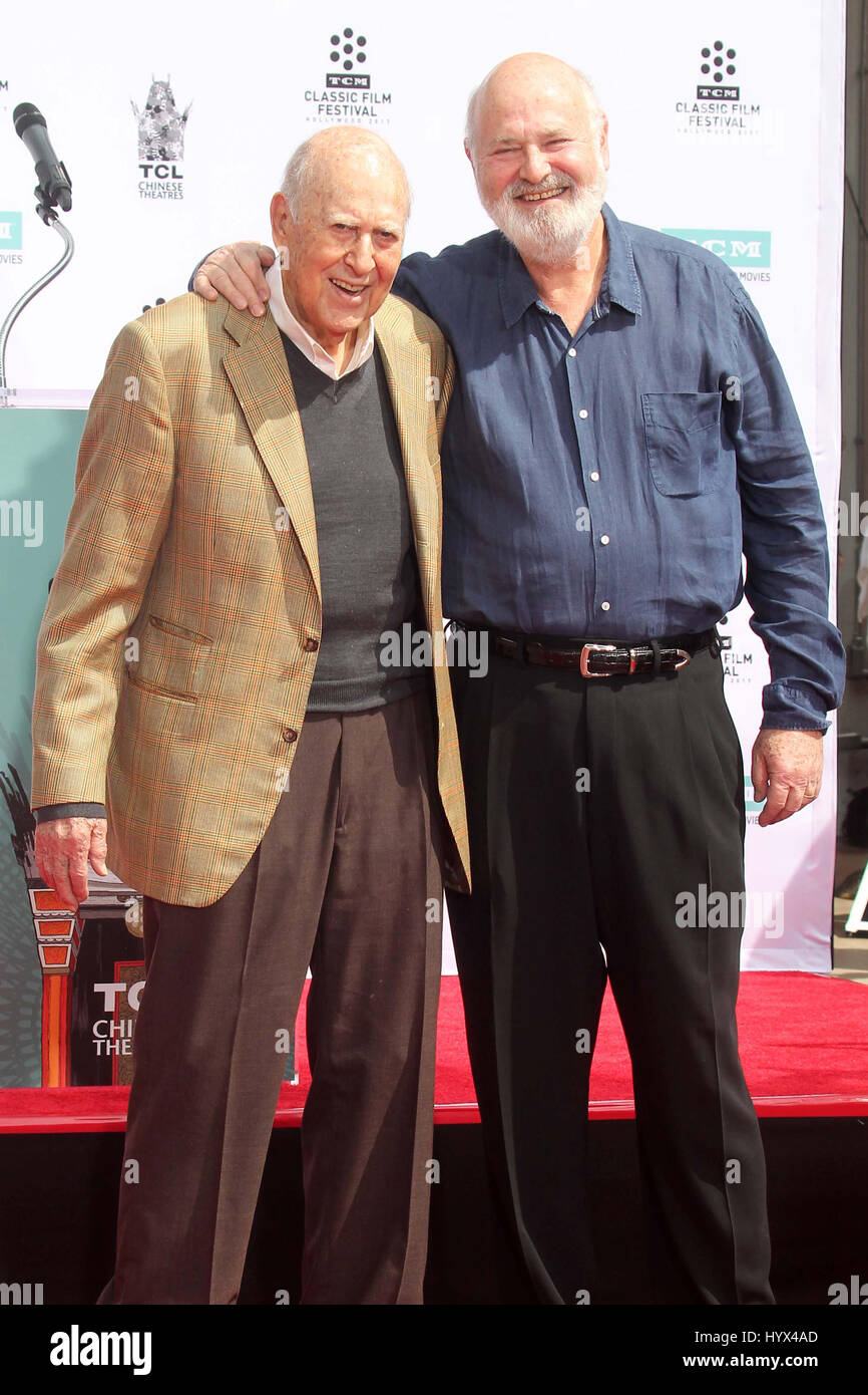 Hollywood, Ca. 7th Apr, 2017. Carl Reiner, Rob Reiner pictured at the ...
