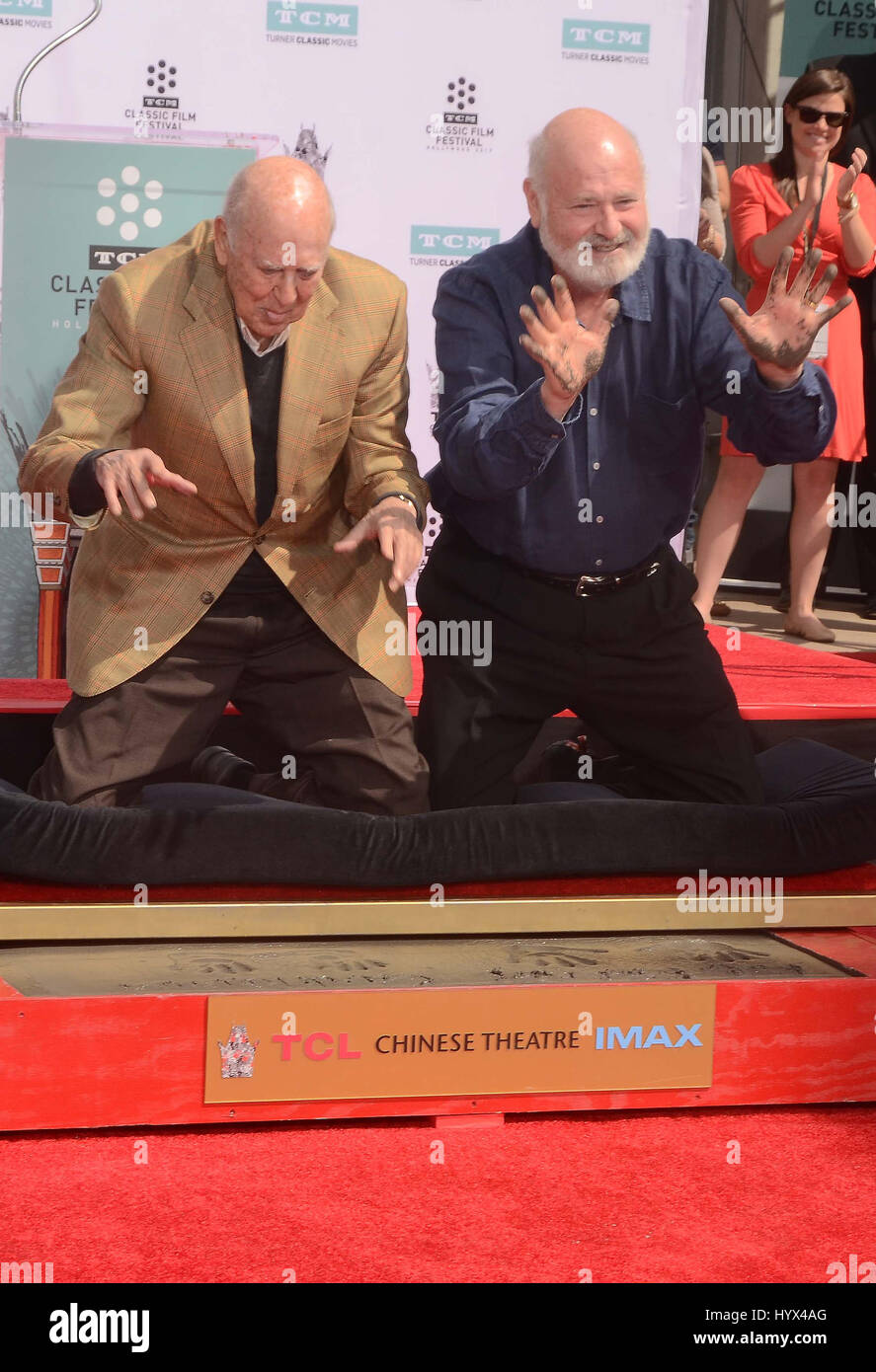 Hollywood, Ca. 7th Apr, 2017. Carl Reiner, Rob Reiner pictured at the ...