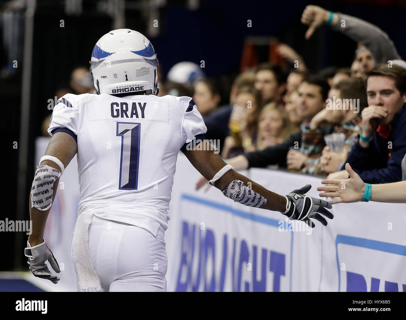 Washington DC, USA. 7th Apr, 2017. Baltimore Brigade WR #1 Reggie Gray ...