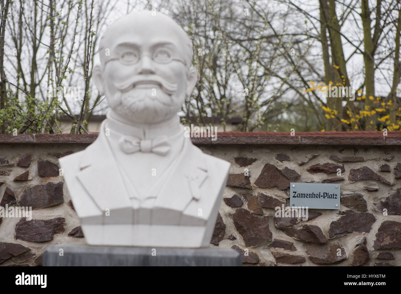 Herzberg, Germany. 07th Apr, 2017. The bust of Ludwik Zamenhof, creator ...
