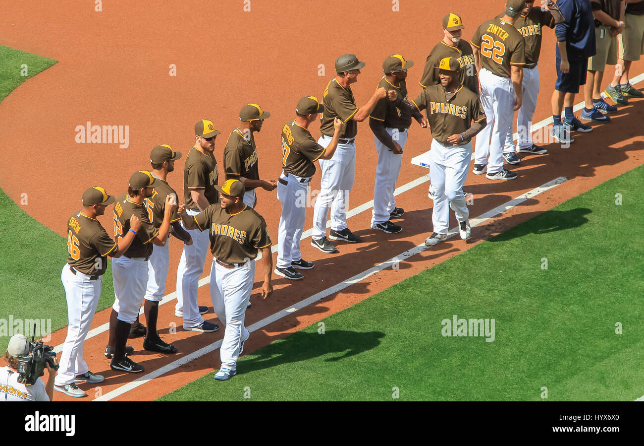 Ca, Usa. 7th Apr, 2017. SAN DIEGO, CA April 7th, 2017 | Padres players ...