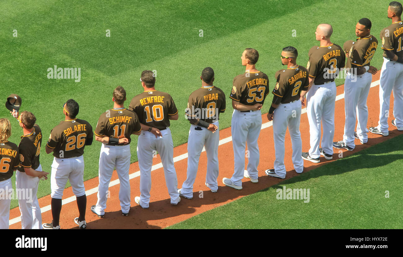 Ca, Usa. 7th Apr, 2017. SAN DIEGO, CA April 7th, 2017 | Padres stand ...