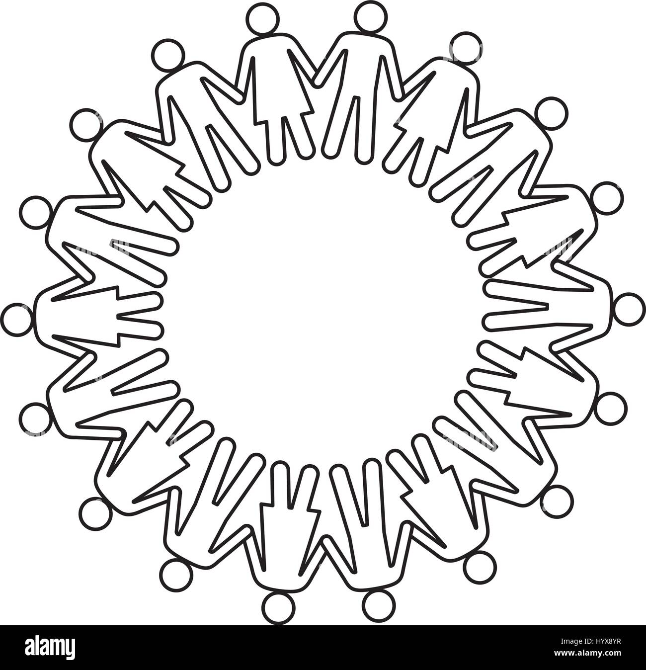 silhouette teamwork human people circle Stock Vector Image & Art - Alamy