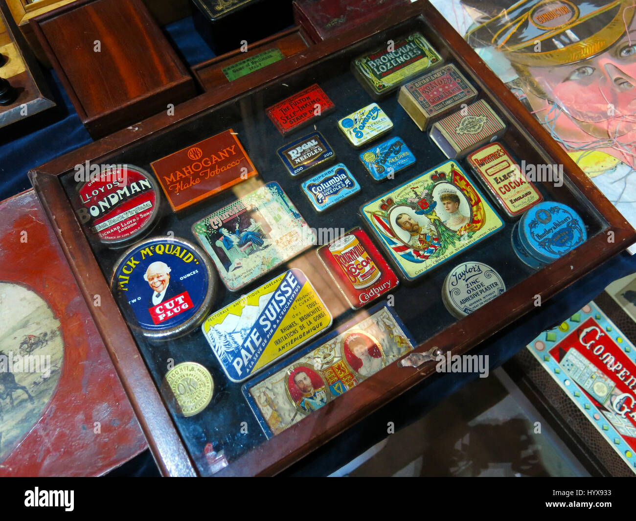 A selection of rare and collectable metal tins for sale at a Vintage ...