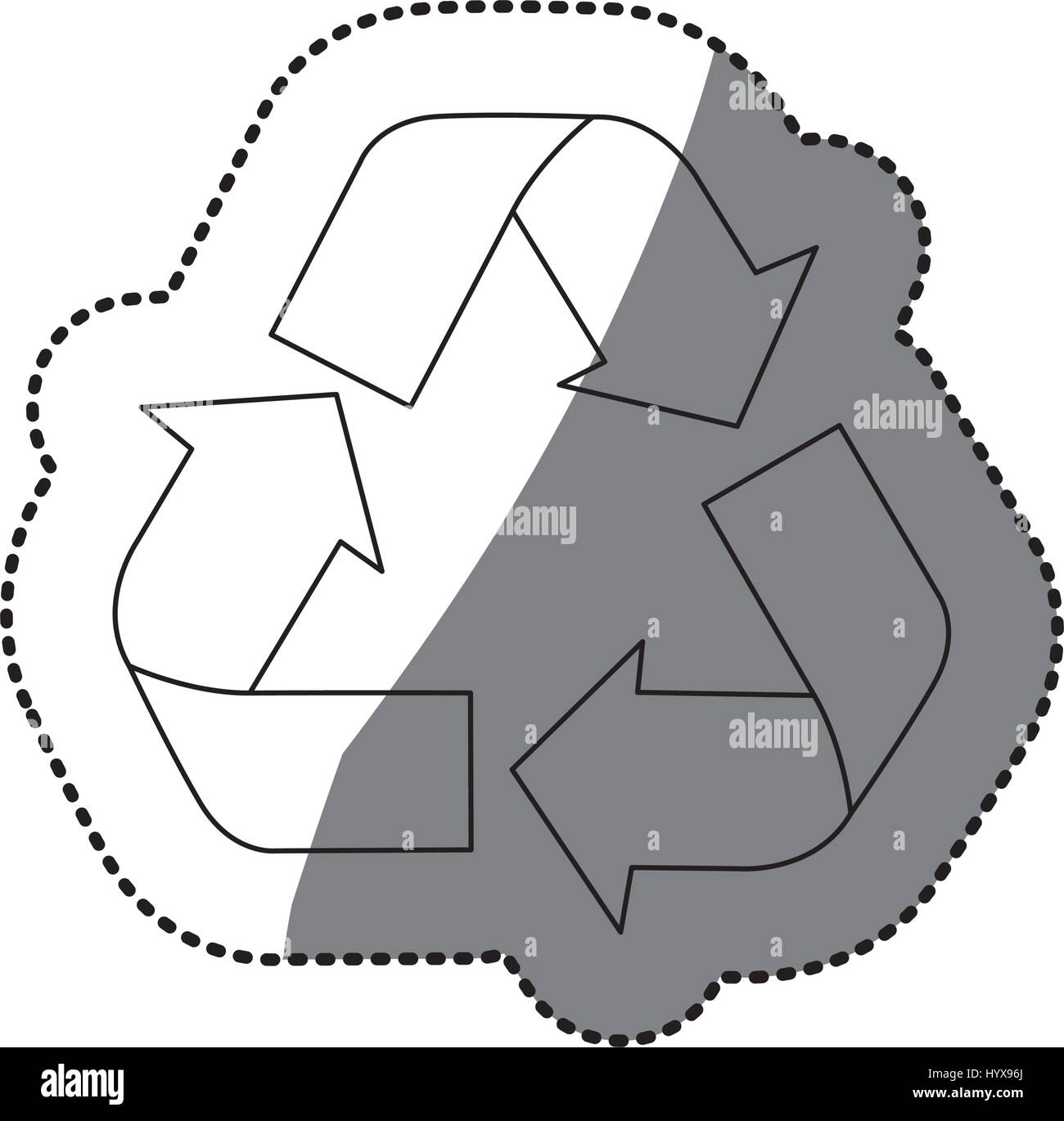 sticker silhouette recycling symbol with arrows Stock Vector Image ...