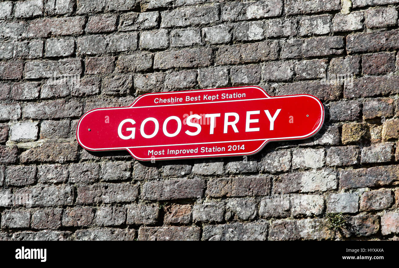 Sign at Goostrey railway station best kept station and most improved ...
